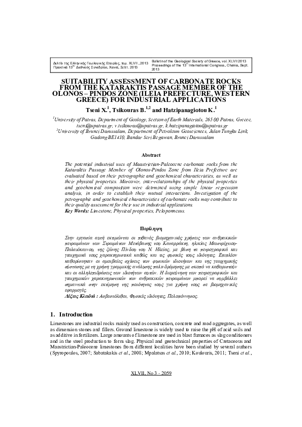 (PDF) Suitability assessment of carbonate rocks from the Kataraktis ...