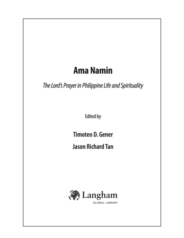 (PDF) Ama Namin: The Lord's Prayer in Philippine Life and Spirituality ...