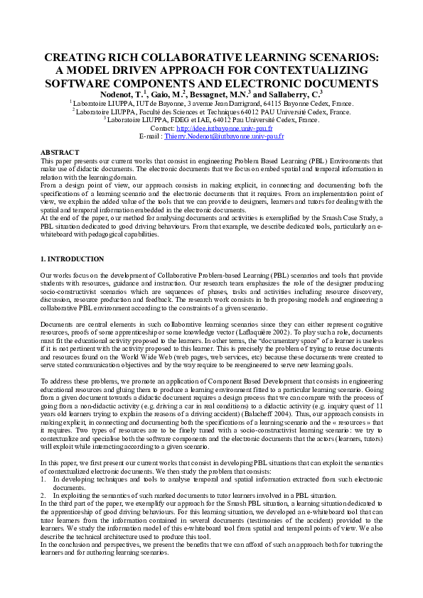 (PDF) Creating rich collaborative learning scenarios: a model driven ...