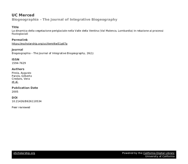 (PDF) La dinamica della vegetazione periglaciale nella Valle della ...