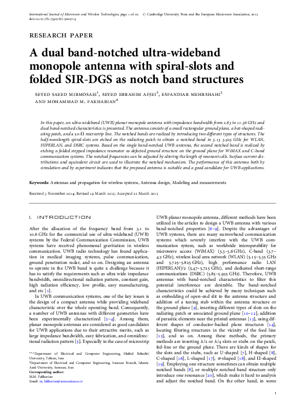(PDF) A dual band-notched ultra-wideband monopole antenna with spiral ...