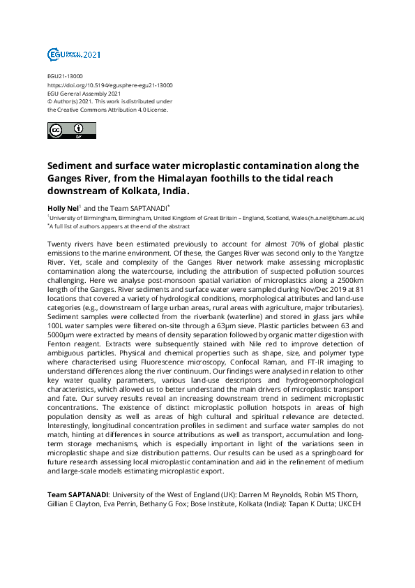 (PDF) Sediment and surface water microplastic contamination along the ...