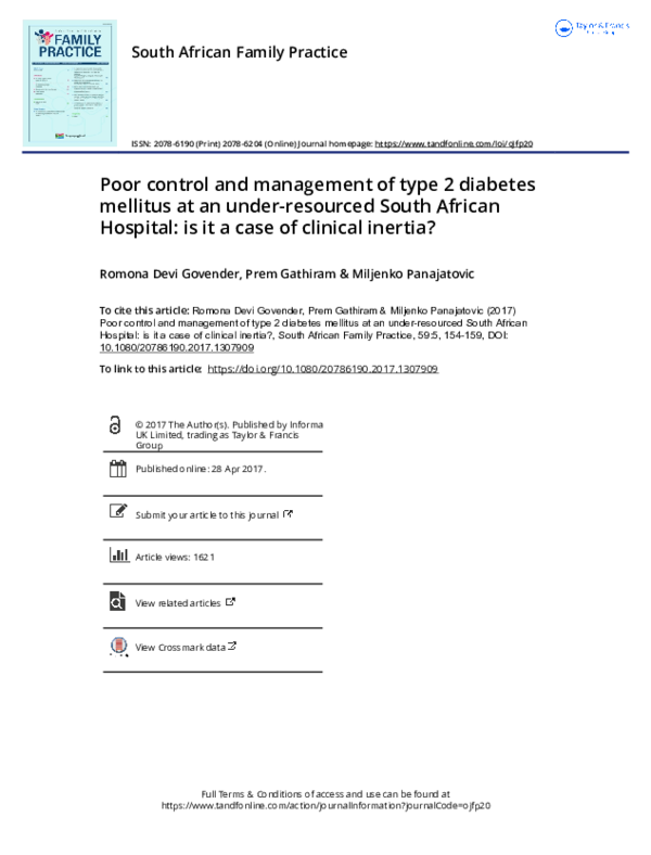 (PDF) Poor control and management of type 2 diabetes mellitus at an ...