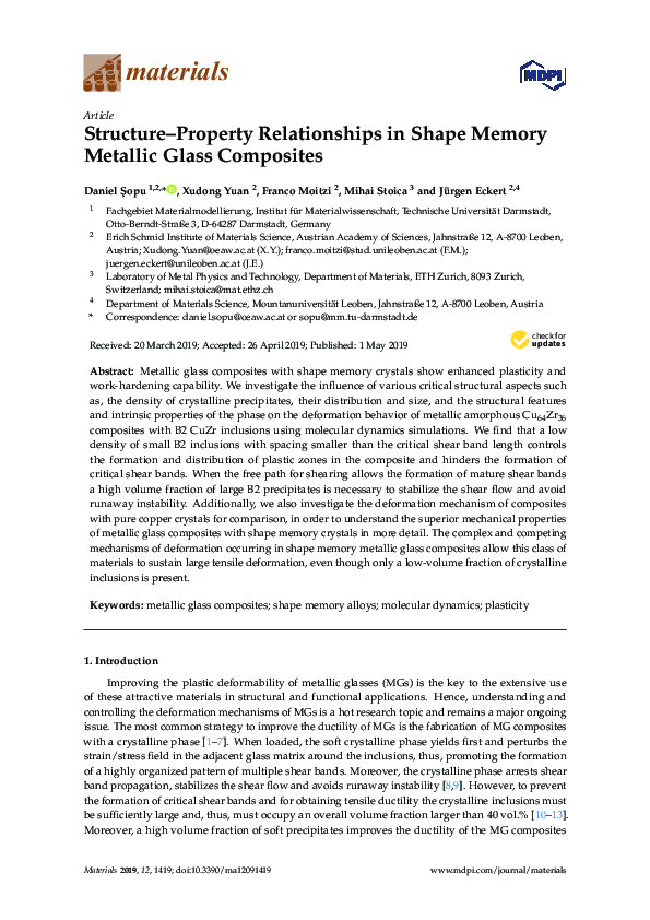 (PDF) Structure–Property Relationships in Shape Memory Metallic Glass ...