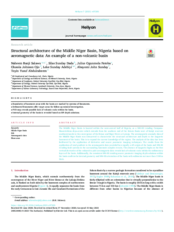(PDF) Structural architecture of the Middle Niger Basin, Nigeria based ...