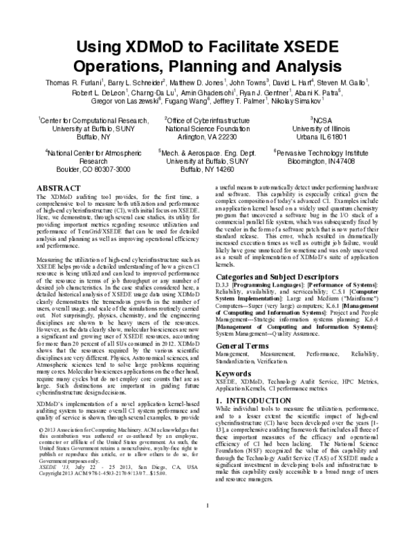 (PDF) Using XDMoD to facilitate XSEDE operations, planning and analysis | Ryan Gentner ...