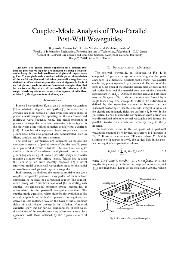 (PDF) Coupled-mode analysis of two-parallel photonic crystal waveguides