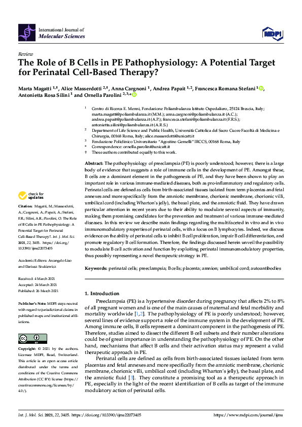 (PDF) The Role of B Cells in PE Pathophysiology: A Potential Target for ...