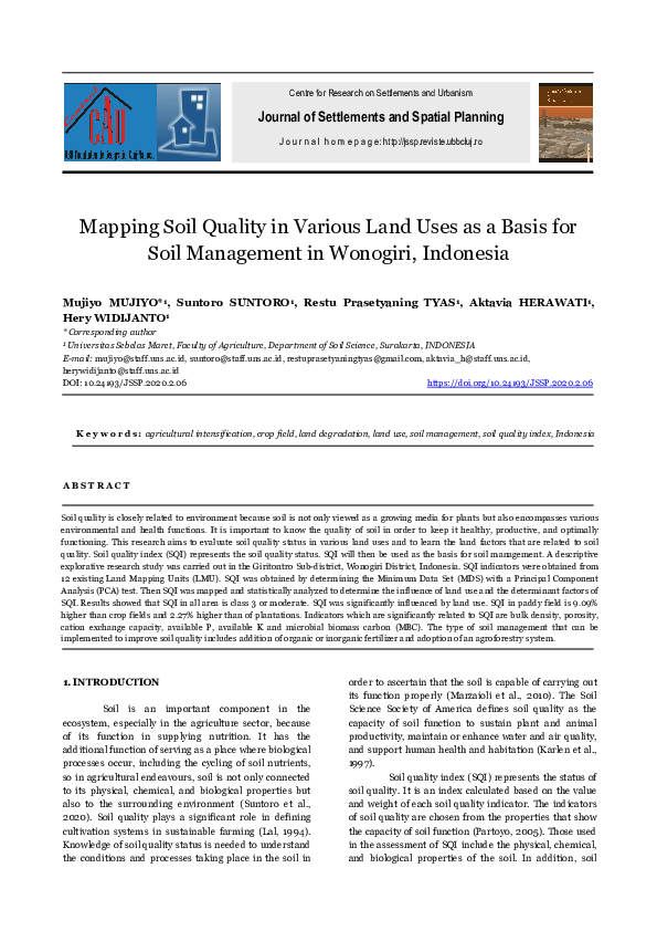 (PDF) Mapping Soil Quality in Various Land Uses as a Basis for Soil ...
