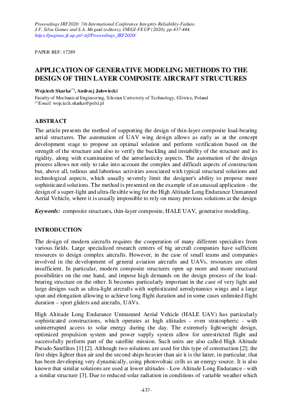 (PDF) Application of Generative Modeling Methods to the Design of Thin Layer Composite Aircraft ...