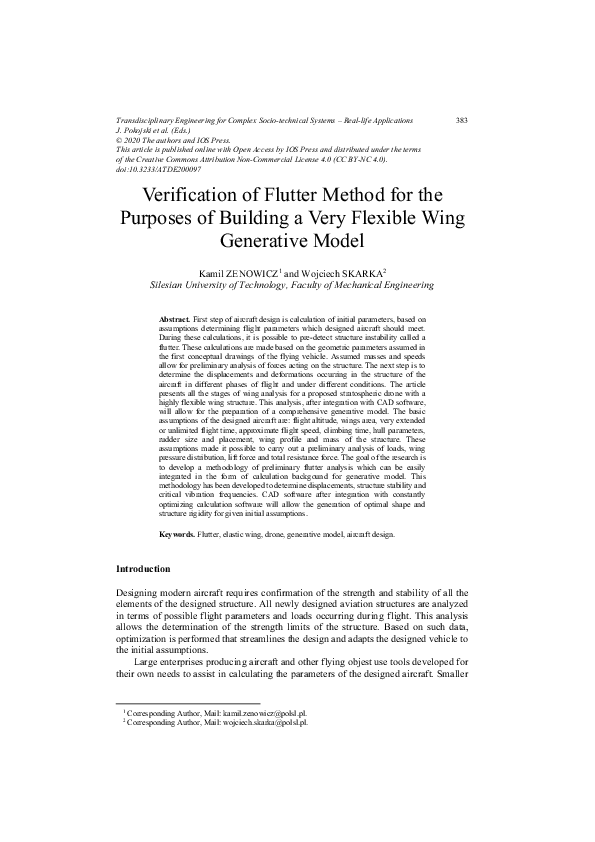 (PDF) Verification of Flutter Method for the Purposes of Building a Very Flexible Wing ...