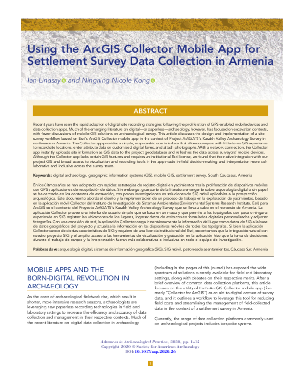 (PDF) Using the ArcGIS Collector Mobile App for Settlement Survey Data ...
