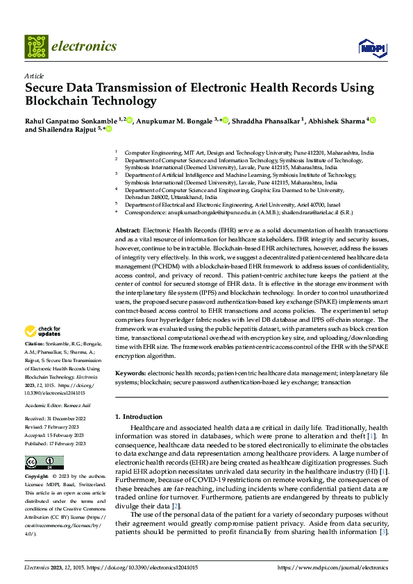 (PDF) Secure Data Transmission of Electronic Health Records Using ...