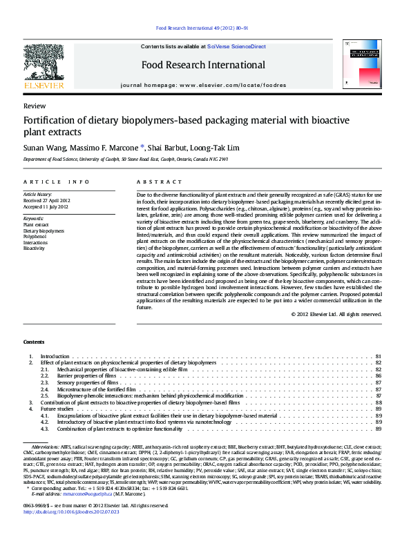 (PDF) Fortification of dietary biopolymers-based packaging material ...