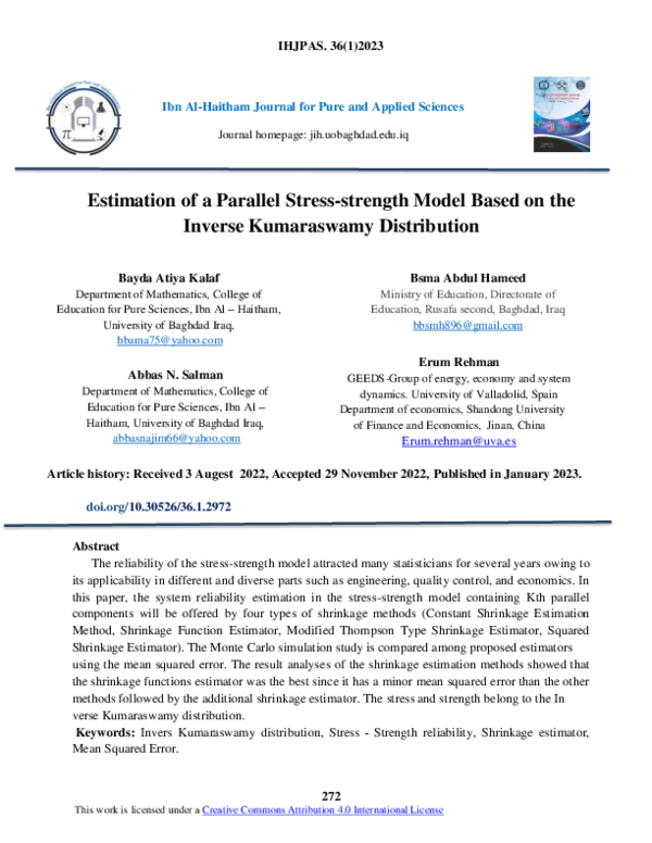 (PDF) Estimation of a Parallel Stress-strength Model Based on the ...