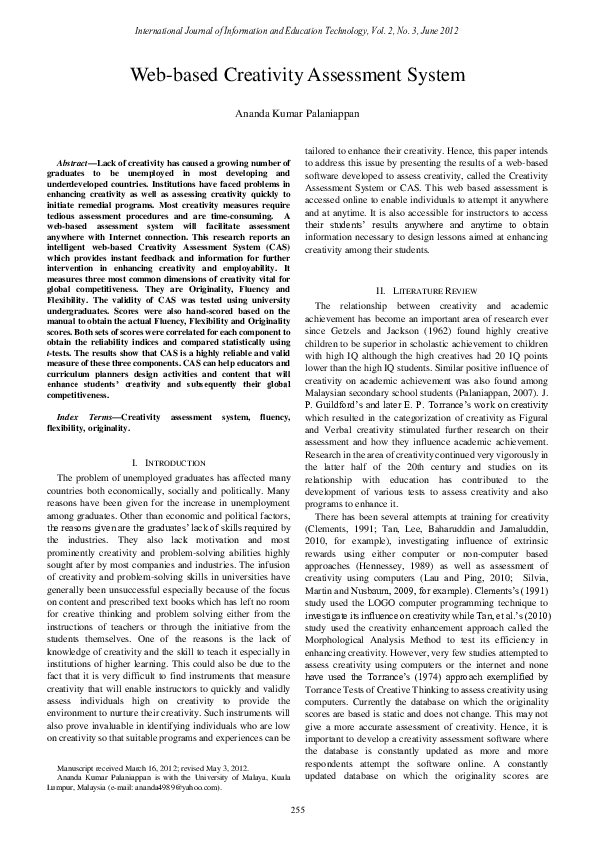 (PDF) Web-based Creativity Assessment System