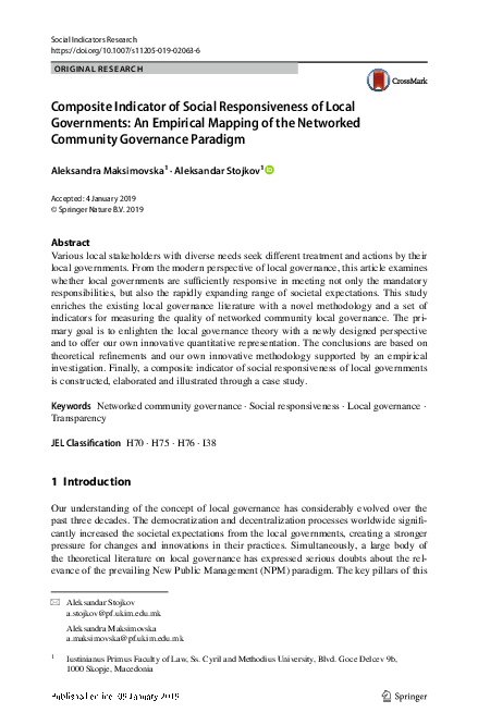 (PDF) Composite Indicator of Social Responsiveness of Local Governments ...
