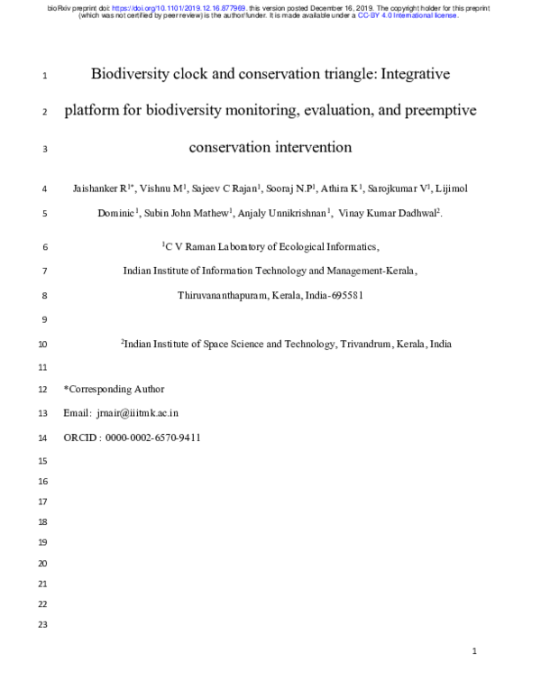 (PDF) Biodiversity clock and conservation triangle: Integrative platform for biodiversity ...