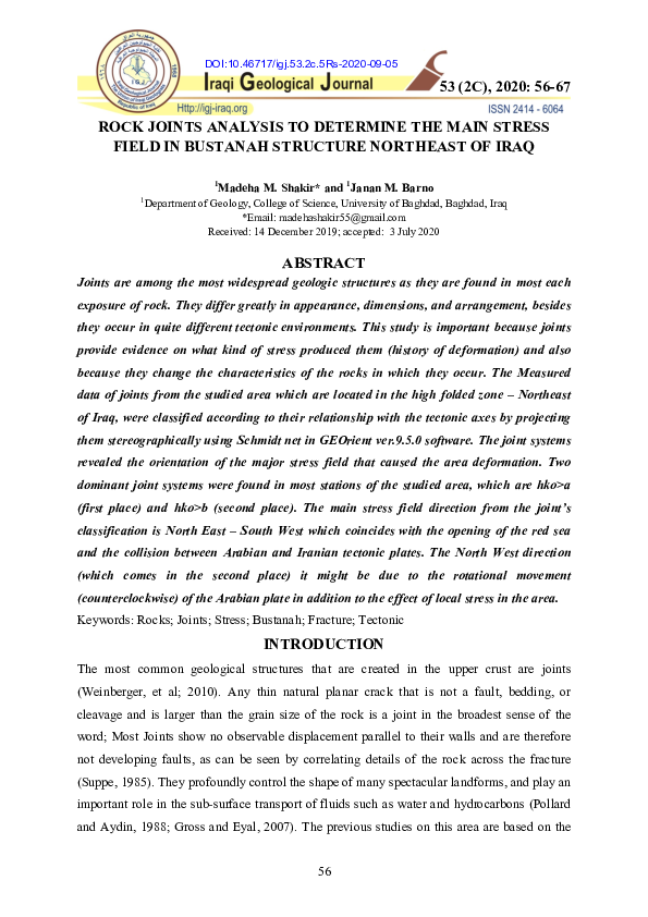 (PDF) Rock Joints Analysis to Determine the Main Stress Field in ...