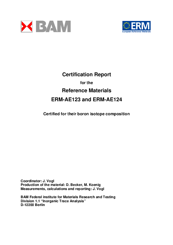 (PDF) Certification report for the reference materials ERM-AE123 and ...