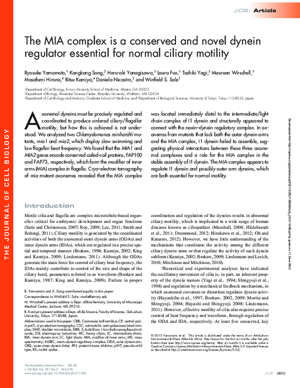 (PDF) The MIA complex is a conserved and novel dynein regulator ...