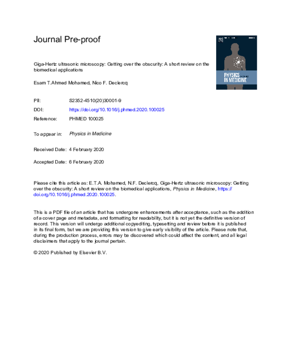 (PDF) Giga-Hertz ultrasonic microscopy: Getting over the obscurity- A ...