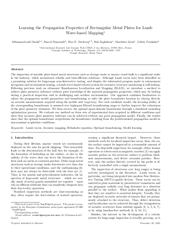 Pdf Learning The Propagation Properties Of Rectangular Metal Plates For Lamb Wave Based Mapping
