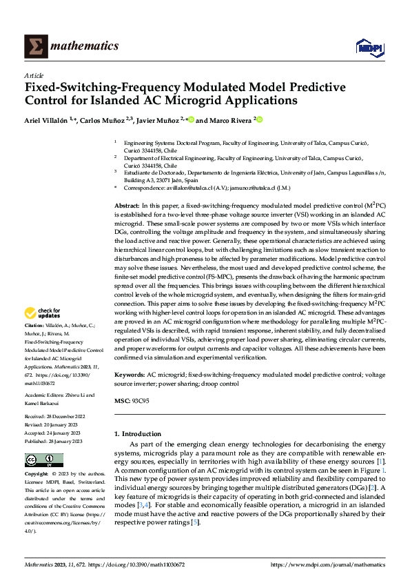 (PDF) Fixed-Switching-Frequency Modulated Model Predictive Control for Islanded AC Microgrid ...