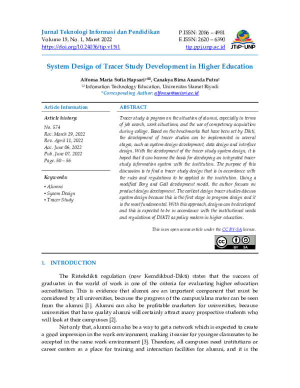 (PDF) System Design of Tracer Study Development in Higher Education