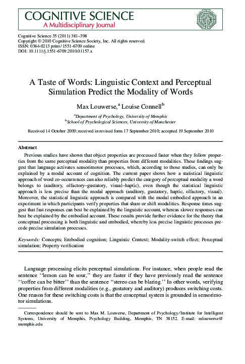 (PDF) A Taste of Words: Linguistic Context and Perceptual Simulation ...