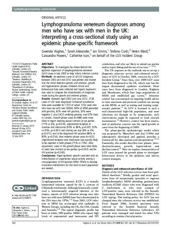 Pdf Lymphogranuloma Venereum Diagnoses Among Men Who Have Sex With Men In The Uk Interpreting