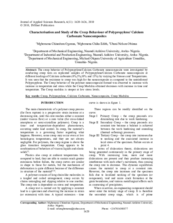 (PDF) Characterisation and Study of the Creep Behaviour of ...