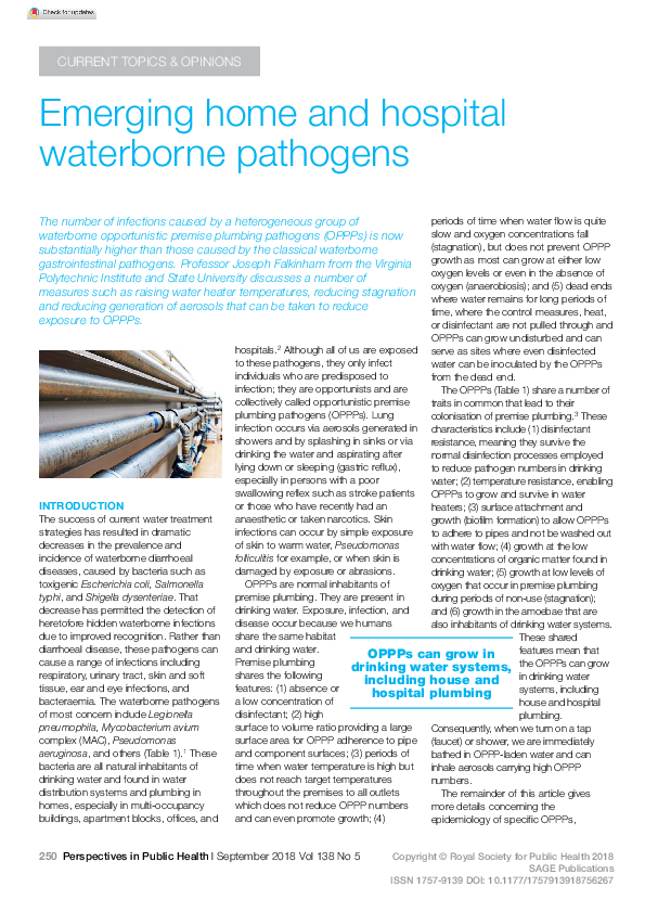 (PDF) Emerging home and hospital waterborne pathogens
