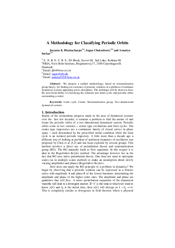 Pdf A Methodology For Classifying Periodic Orbits