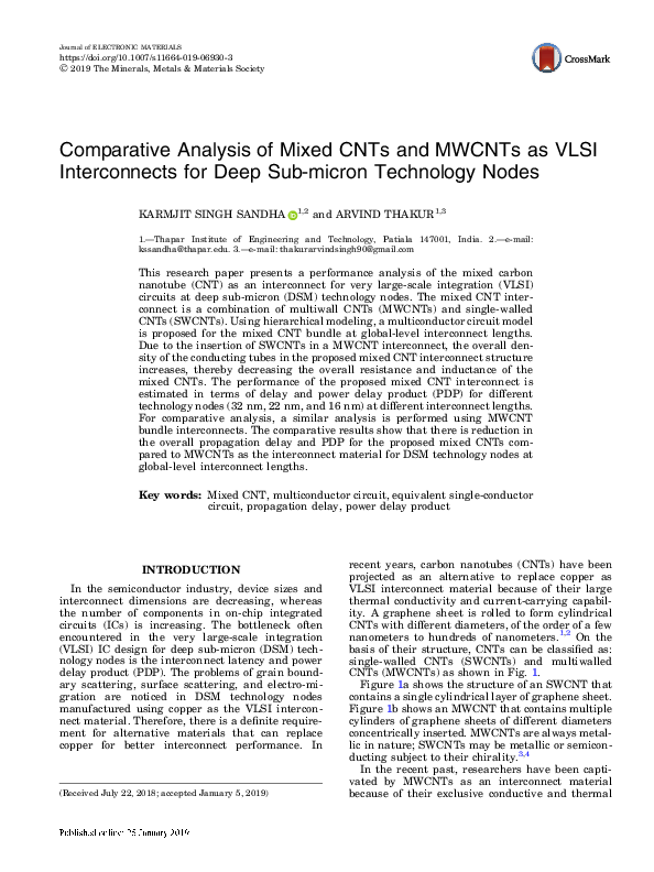 (PDF) Comparative Analysis of Mixed CNTs and MWCNTs as VLSI Interconnects for Deep Sub-micron ...