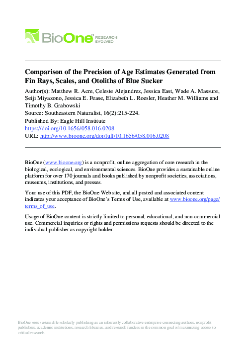 (PDF) Comparison of the Precision of Age Estimates Generated from Fin ...