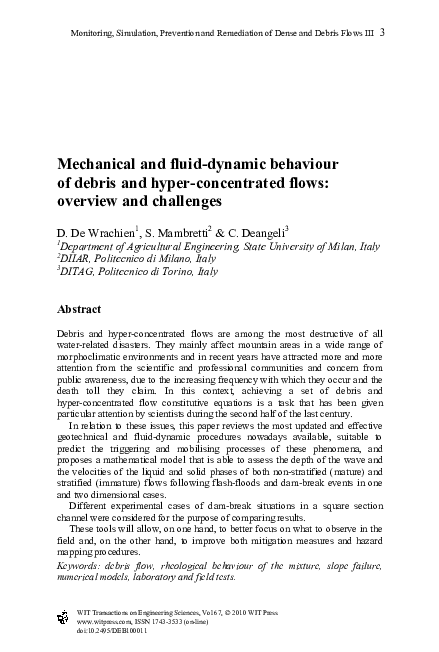 (PDF) Mechanical and fluid-dynamic behaviour of debris and hyper ...