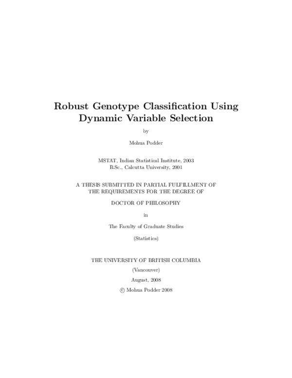 (PDF) Robust genotype classification using dynamic variable selection