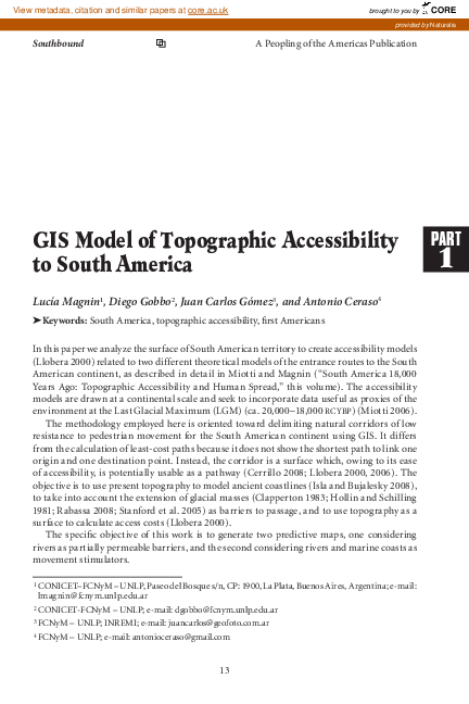 (PDF) GIS model of topographic accessibility to south america | Lucia ...