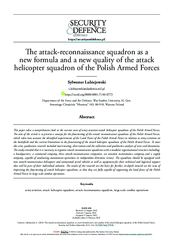 (PDF) The attack-reconnaissance squadron as a new formula and a new ...