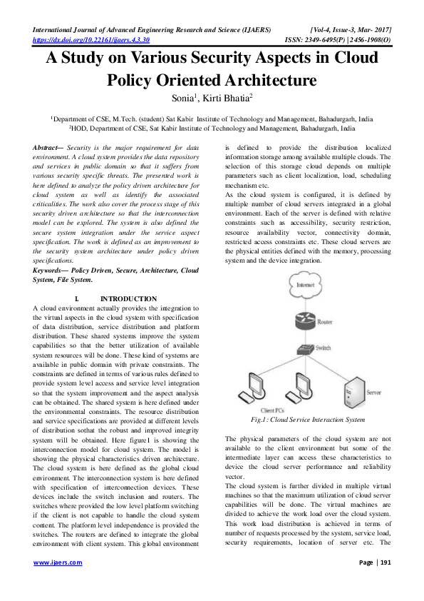 (PDF) A Study on Various Security Aspects in Cloud Policy Oriented ...