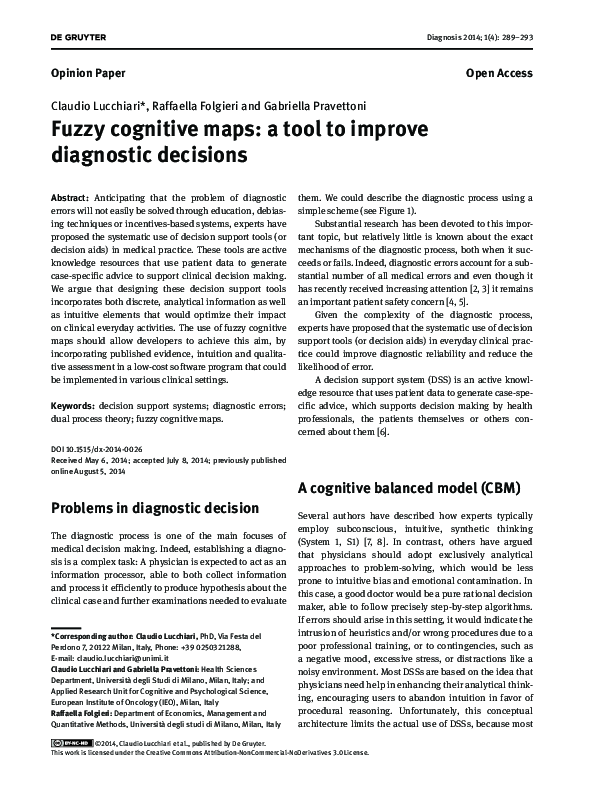 (PDF) Fuzzy cognitive maps: a tool to improve diagnostic decisions