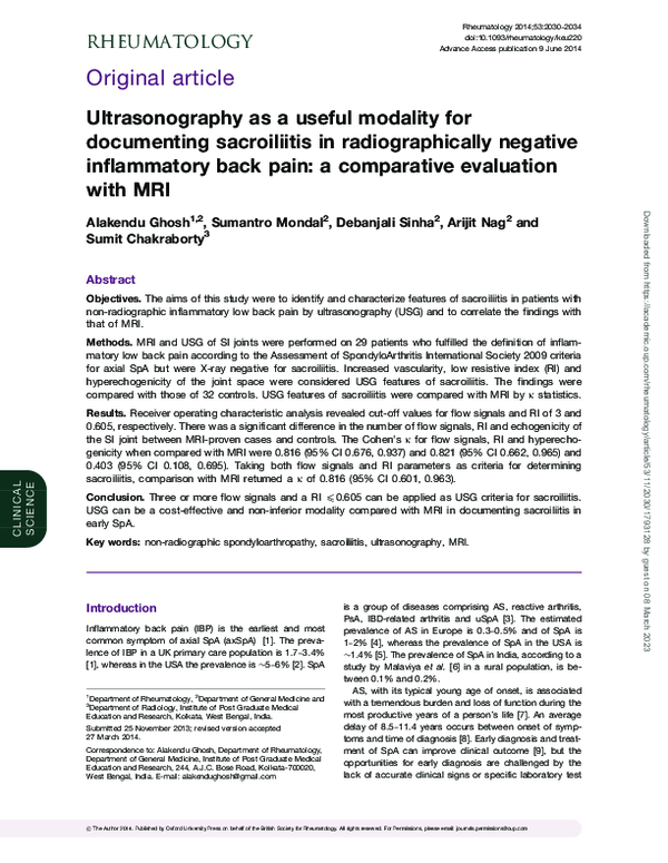 (PDF) Ultrasonography as a useful modality for documenting sacroiliitis ...