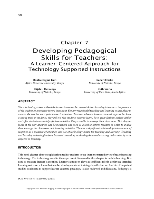 (PDF) Developing Pedagogical Skills for Teachers