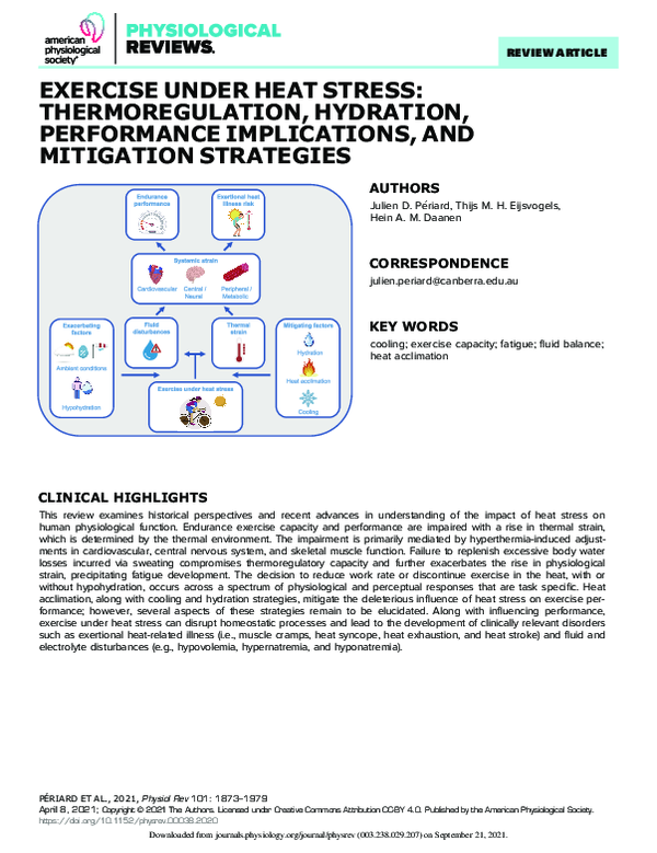 (PDF) Exercise under heat stress: thermoregulation, hydration ...