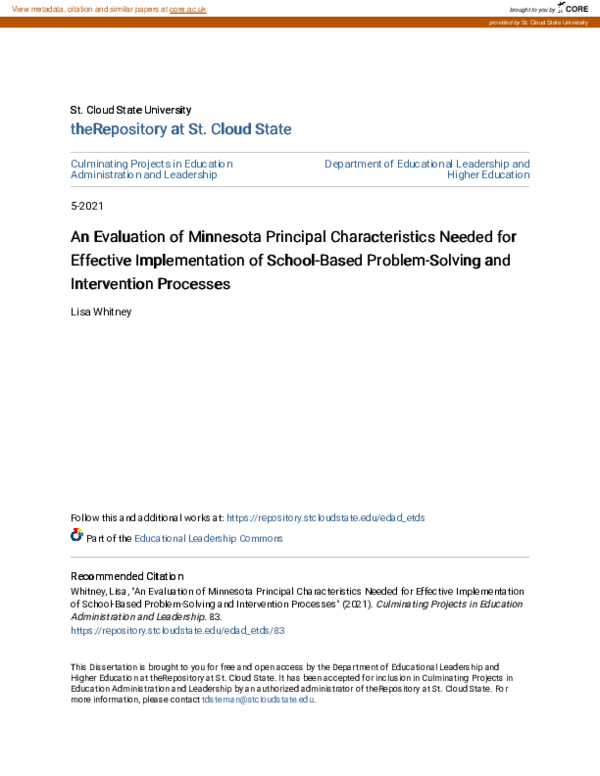 (PDF) Essential Principal Characteristics for School Intervention Success
