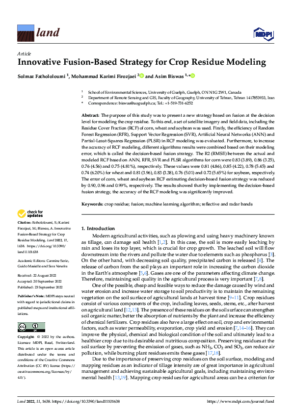 (PDF) Innovative Fusion-Based Strategy for Crop Residue Modeling