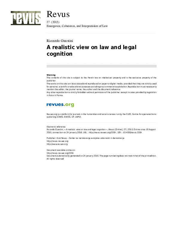 (PDF) A Realistic View on Law and Legal Cognition