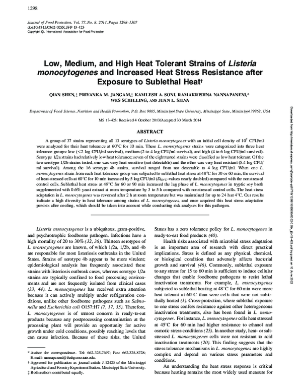 (PDF) Low, Medium, and High Heat Tolerant Strains of Listeria ...