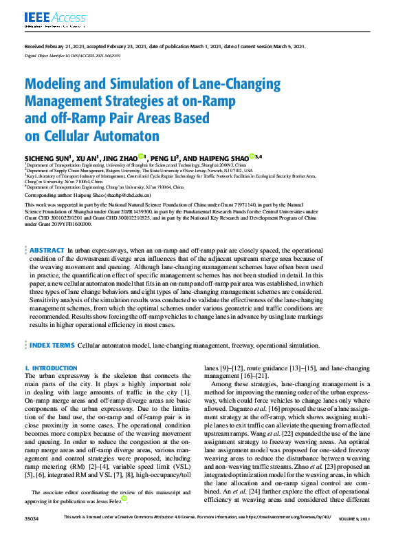 (PDF) Modeling and Simulation of Lane-Changing Management Strategies at On-Ramp and Off-Ramp ...